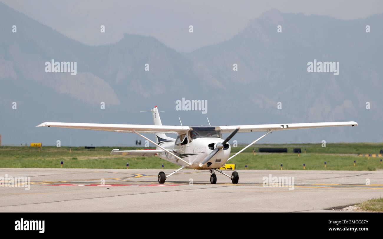 A plane lands at Rocky Mountain Metro Airport Thursday, May 14, 2020 ...