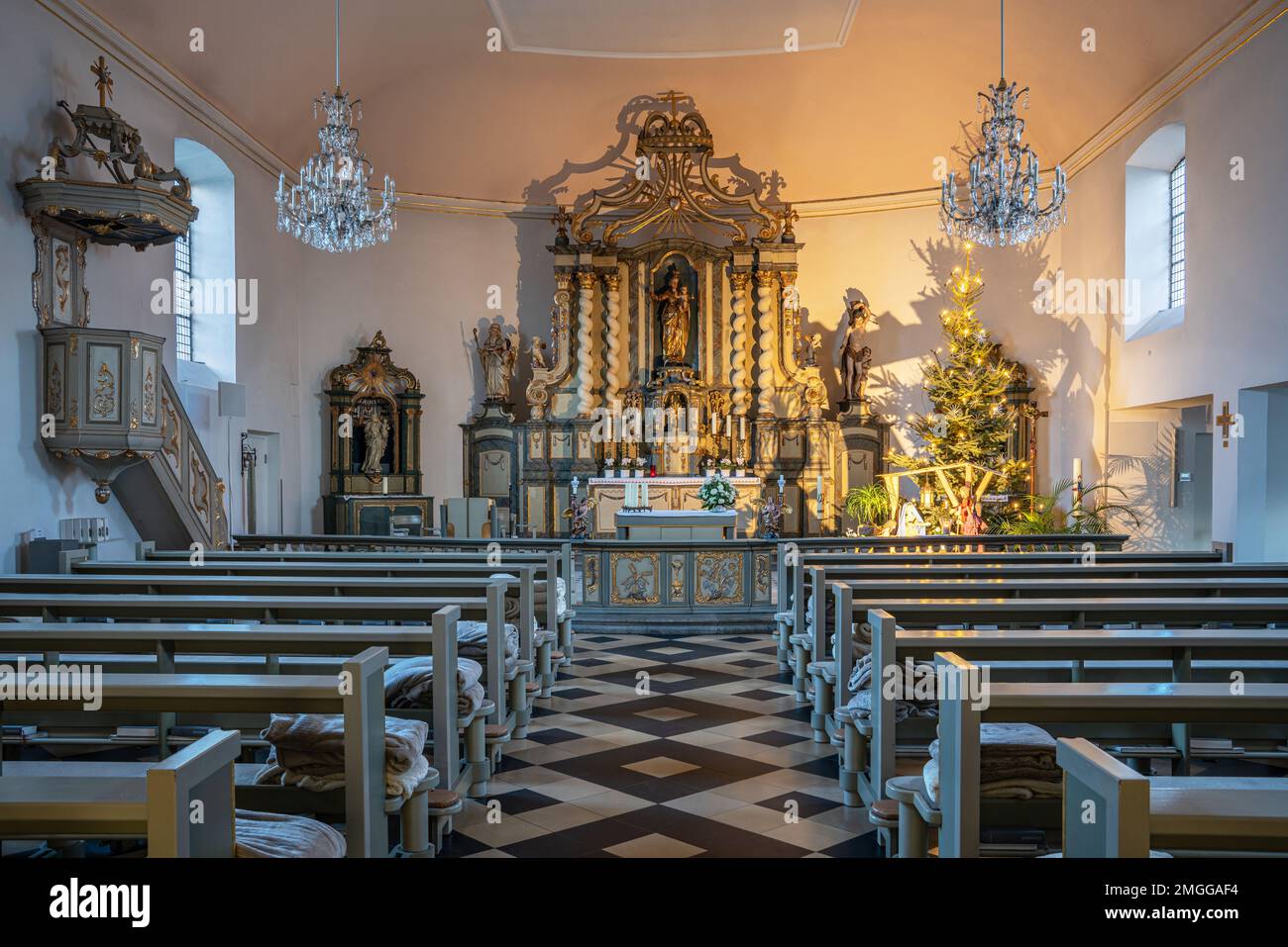 LEVERKUSEN, GERMANY - JANUARY 3, 2023: View throught the main aisle of ...