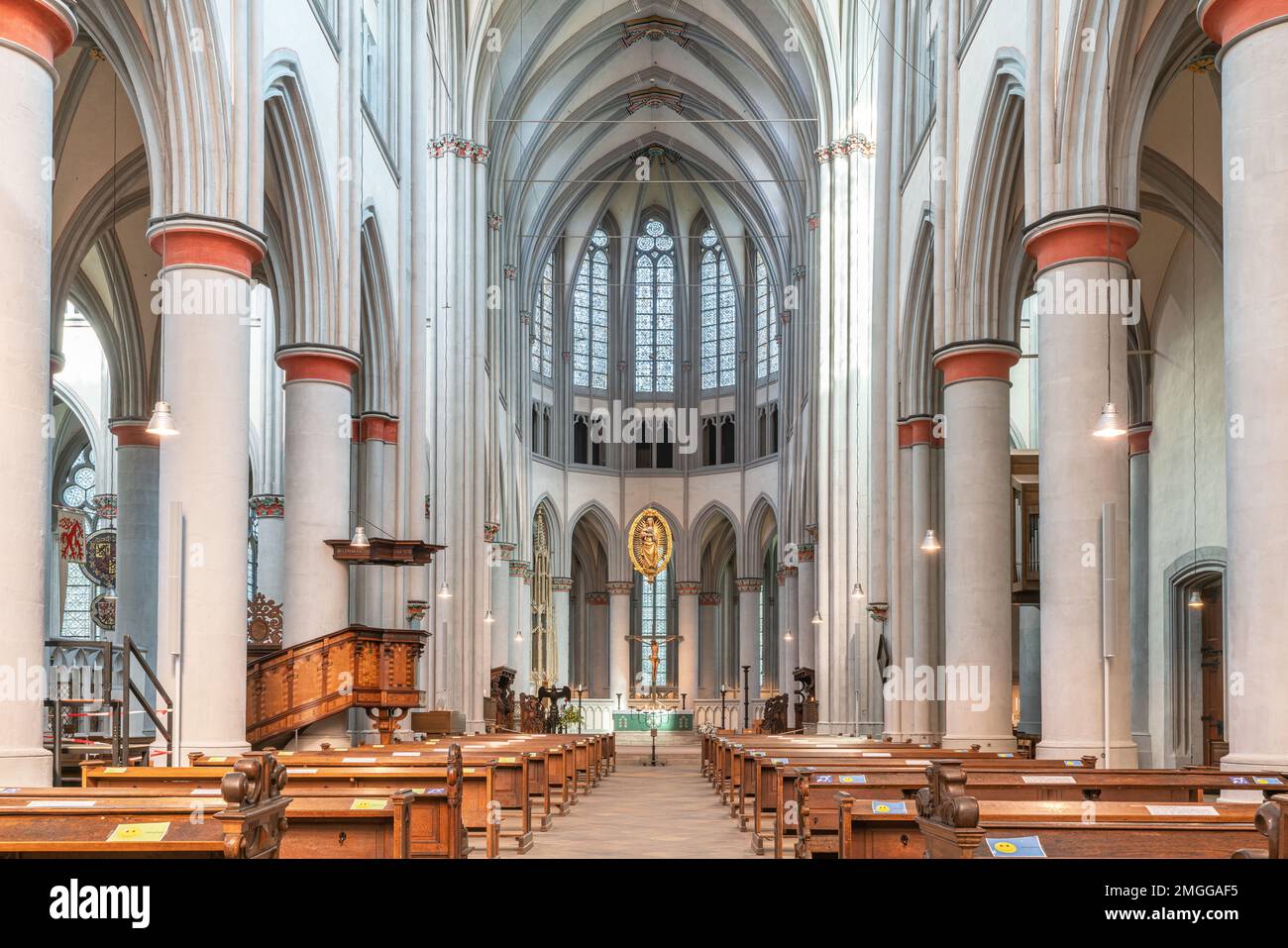 ODENTHAL, GERMANY - JULY 20, 2020: View throught the main aisle of the ...