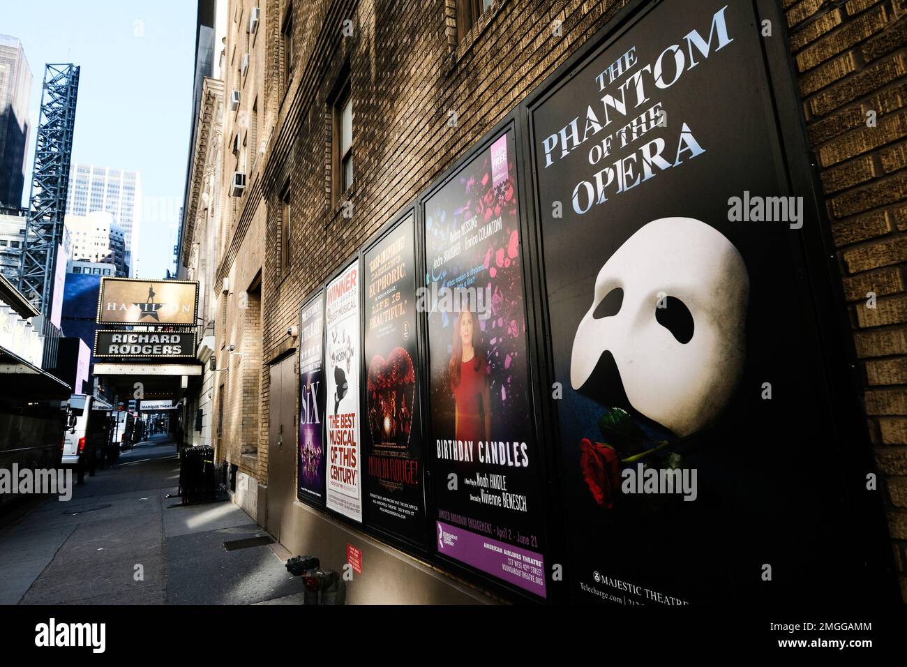 Broadway posters outside the Richard Rodgers Theatre during Covid-19 ...