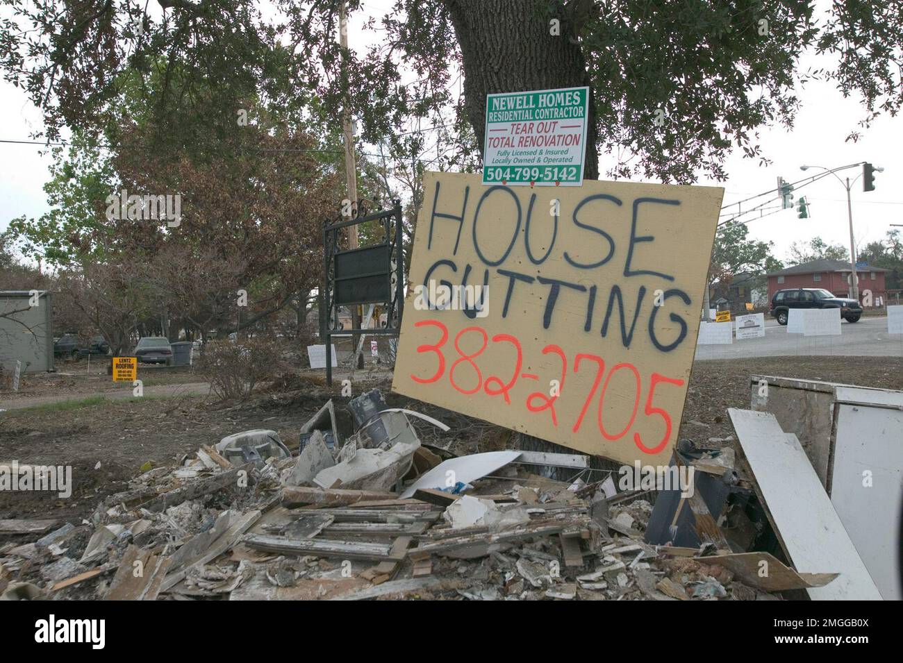 Aftermath - Parishes - 26-HK-42-56. Lakeview Damage--house gutting sign ...