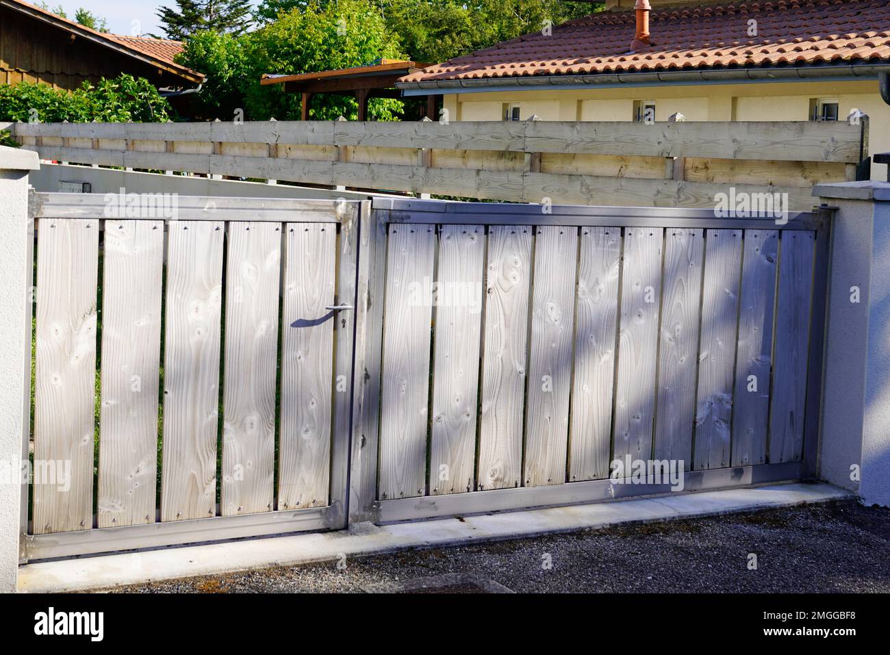 Brown wooden natural gates of private house suburb wood portal door ...