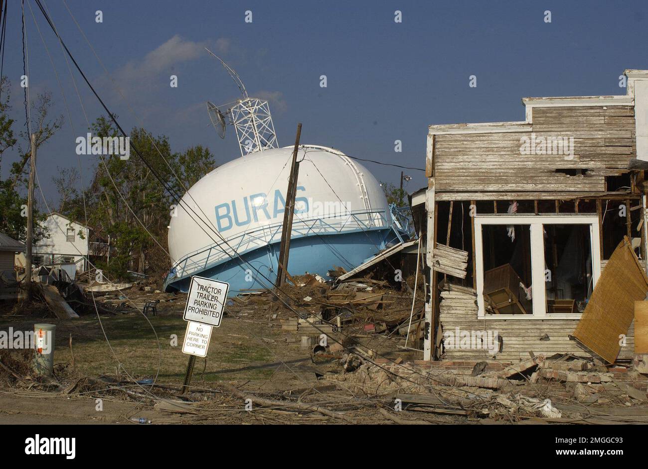 Aftermath - Miscellaneous - 26-HK-46-29. fallen Buras water tower near ...