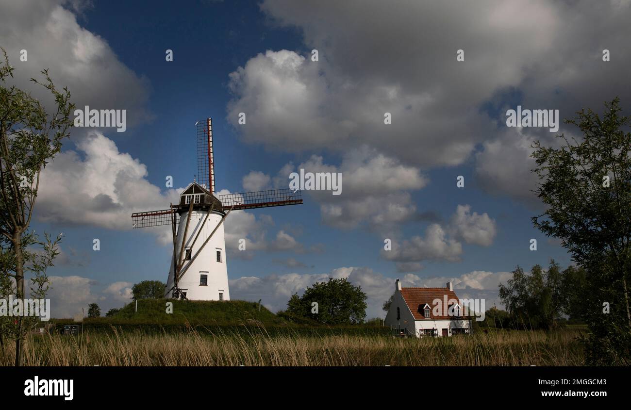 The Hoeke Windmill in Damme, Belgium, during a partial lifting of a ...