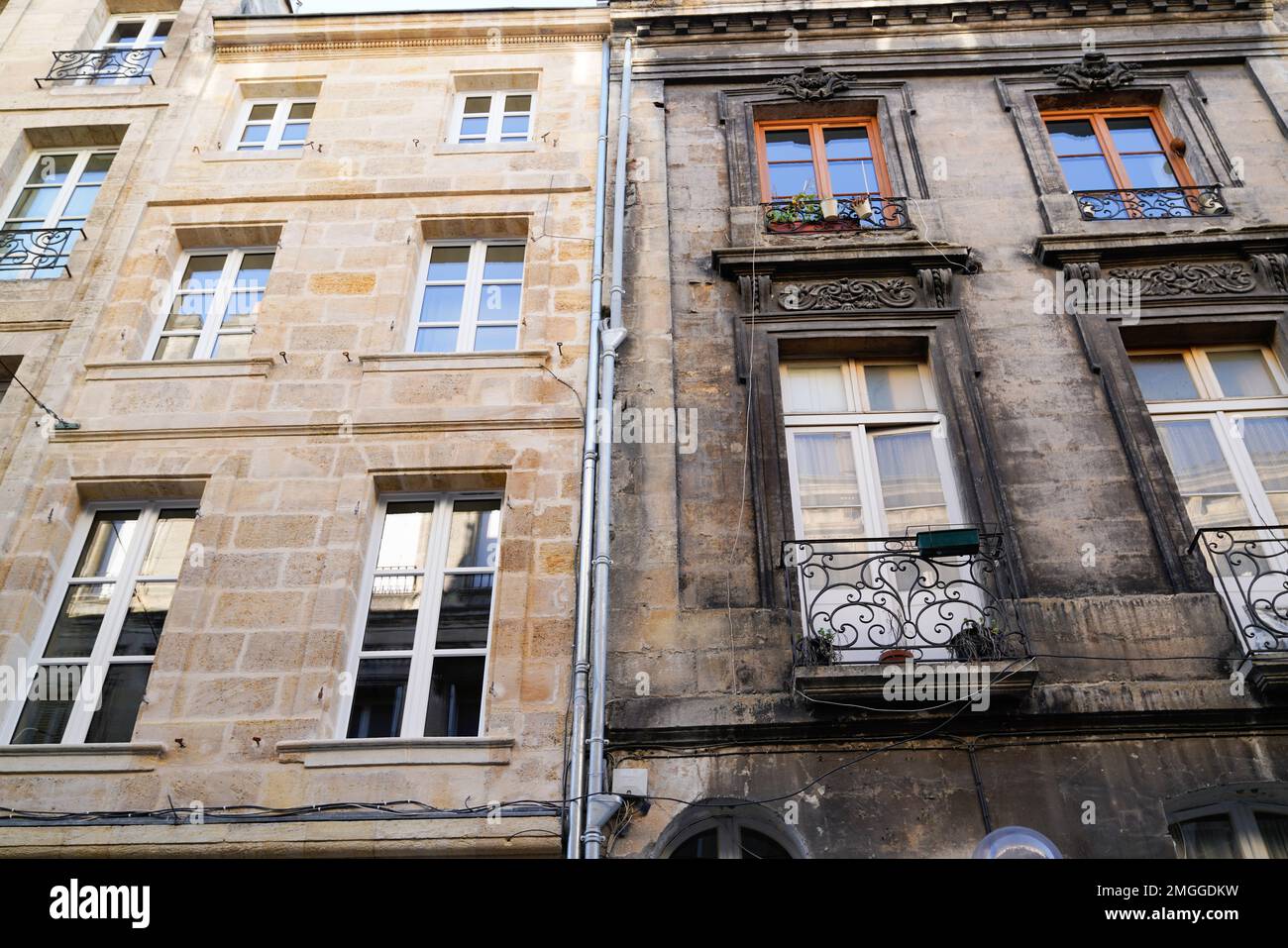 before and after comparison of clean building facades with difference ...