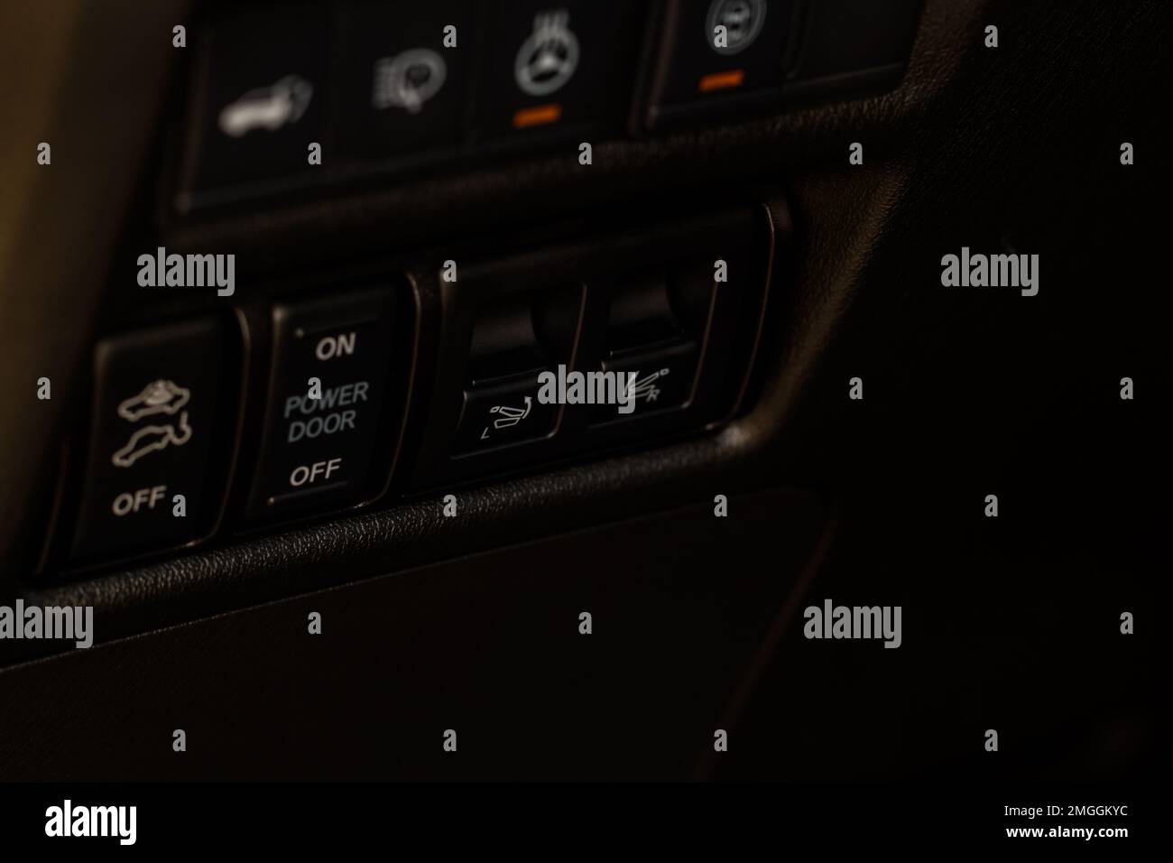 Rear seats folded. Rear seats easy fold down lever. New car inside ...