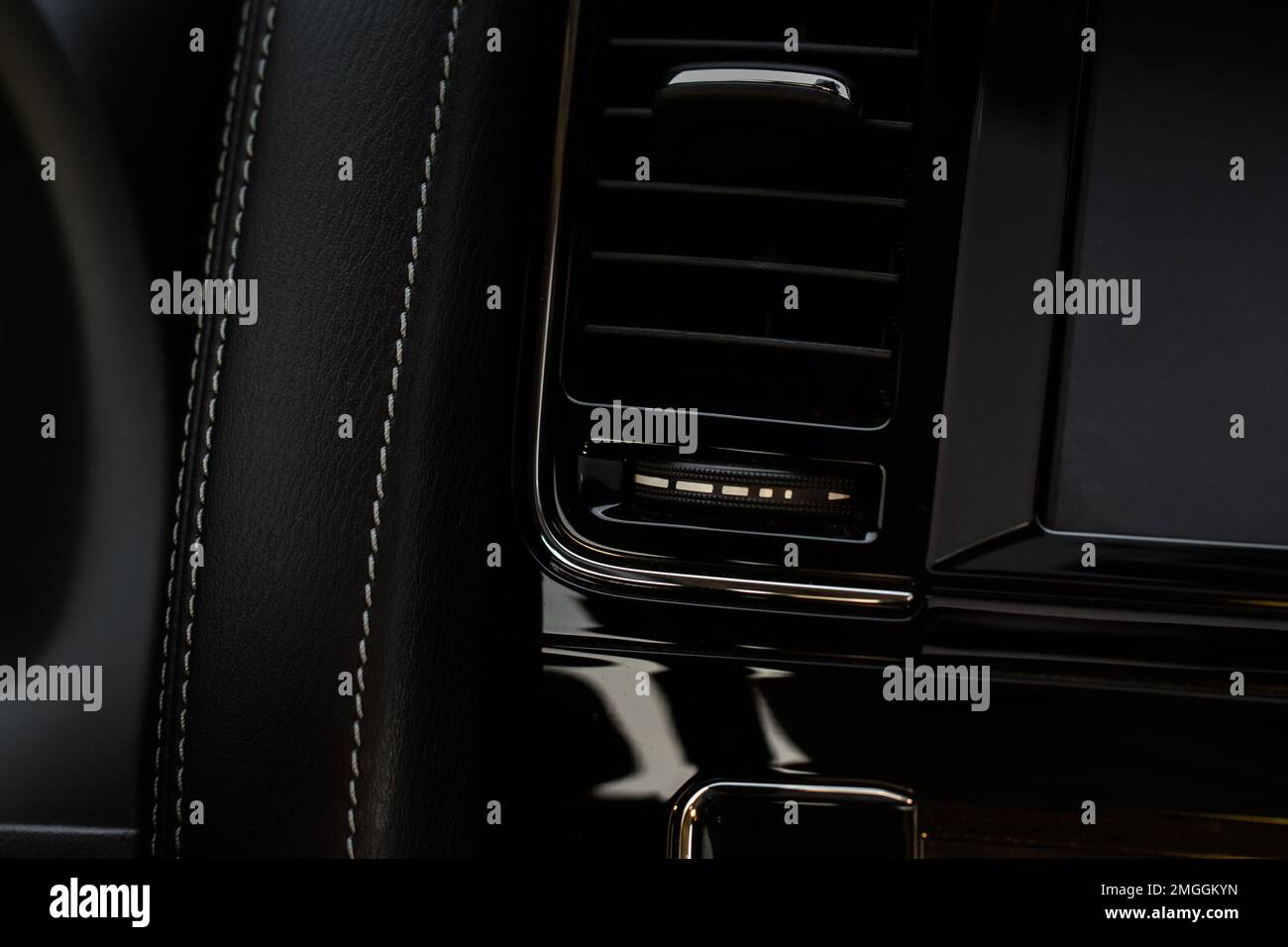Car air conditioning close up view. The air conditioner flow inside the ...
