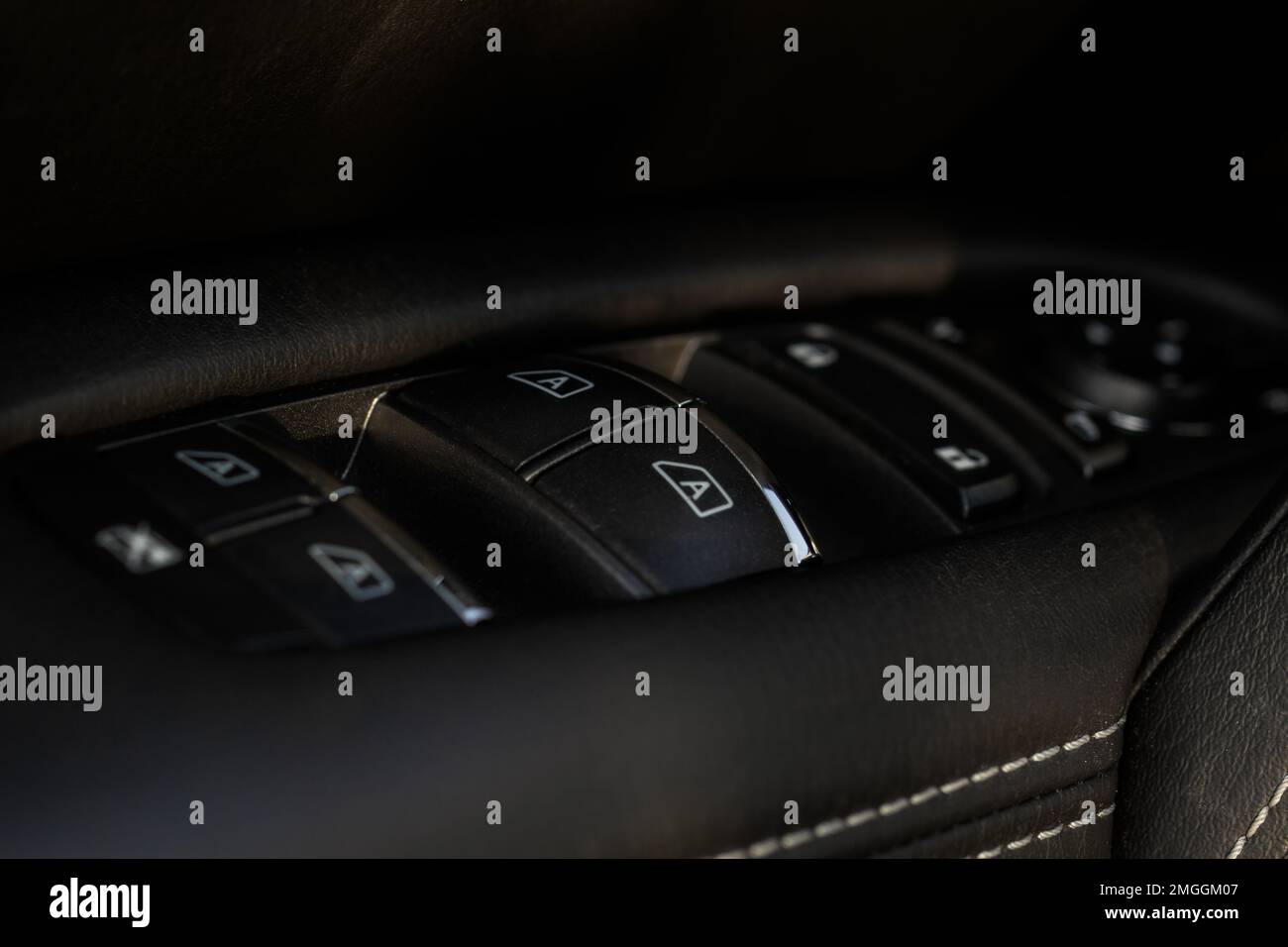 Car window control panel. Automatic power window up and down button ...