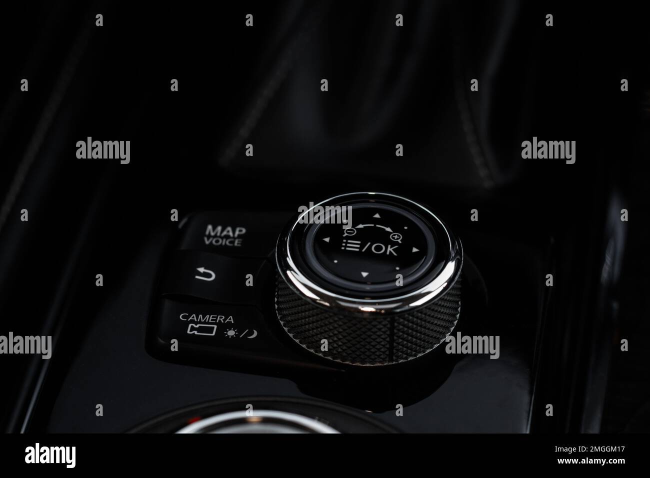 Car media controller close up. Modern car media and navigation control ...