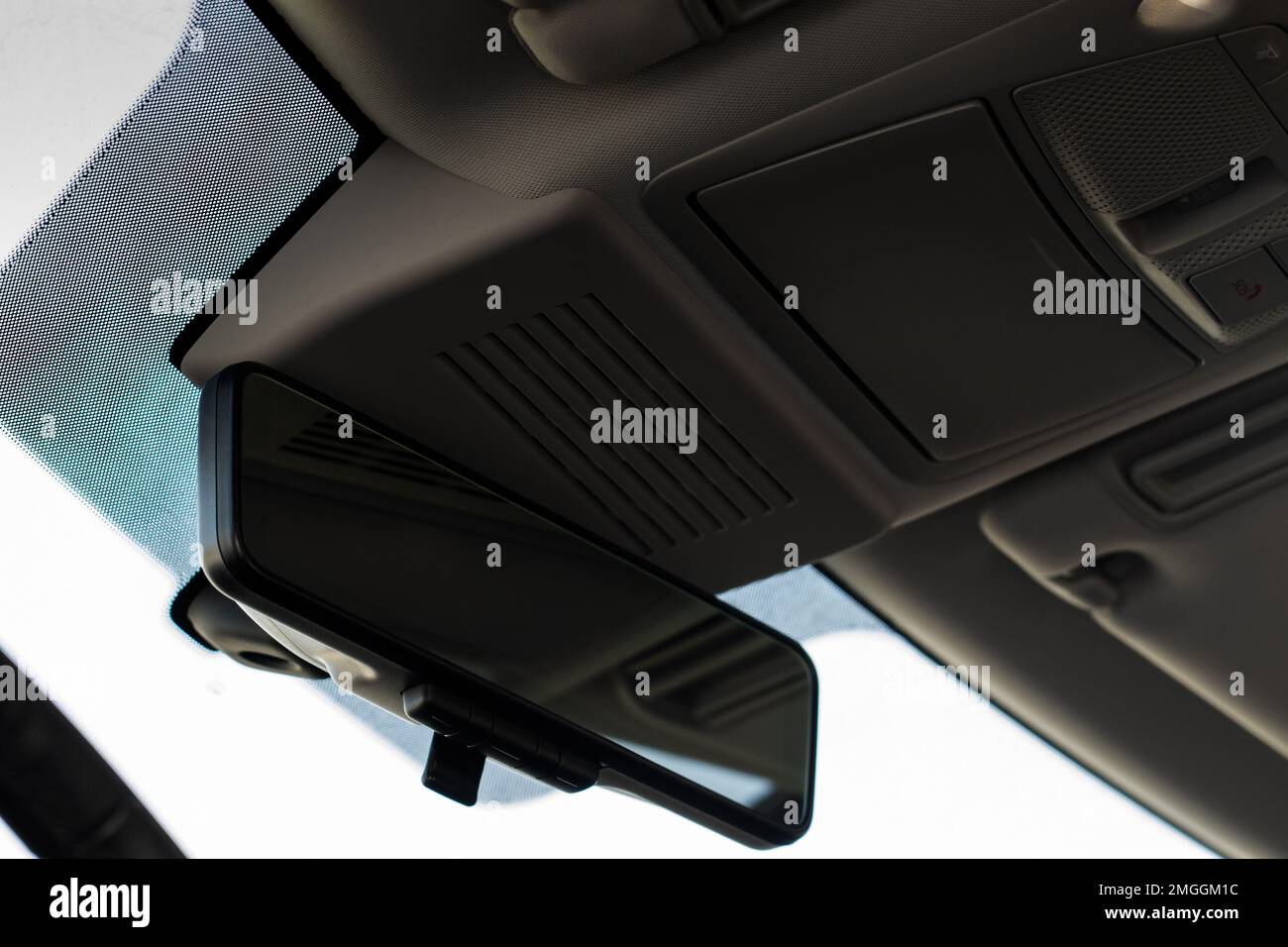 The rear view mirror inside the car Stock Photo - Alamy