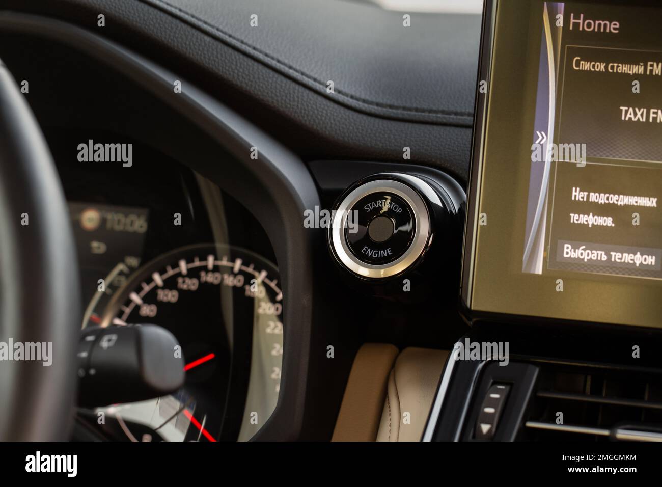 Engine start button with fingerpint close up. Car engine start button ...