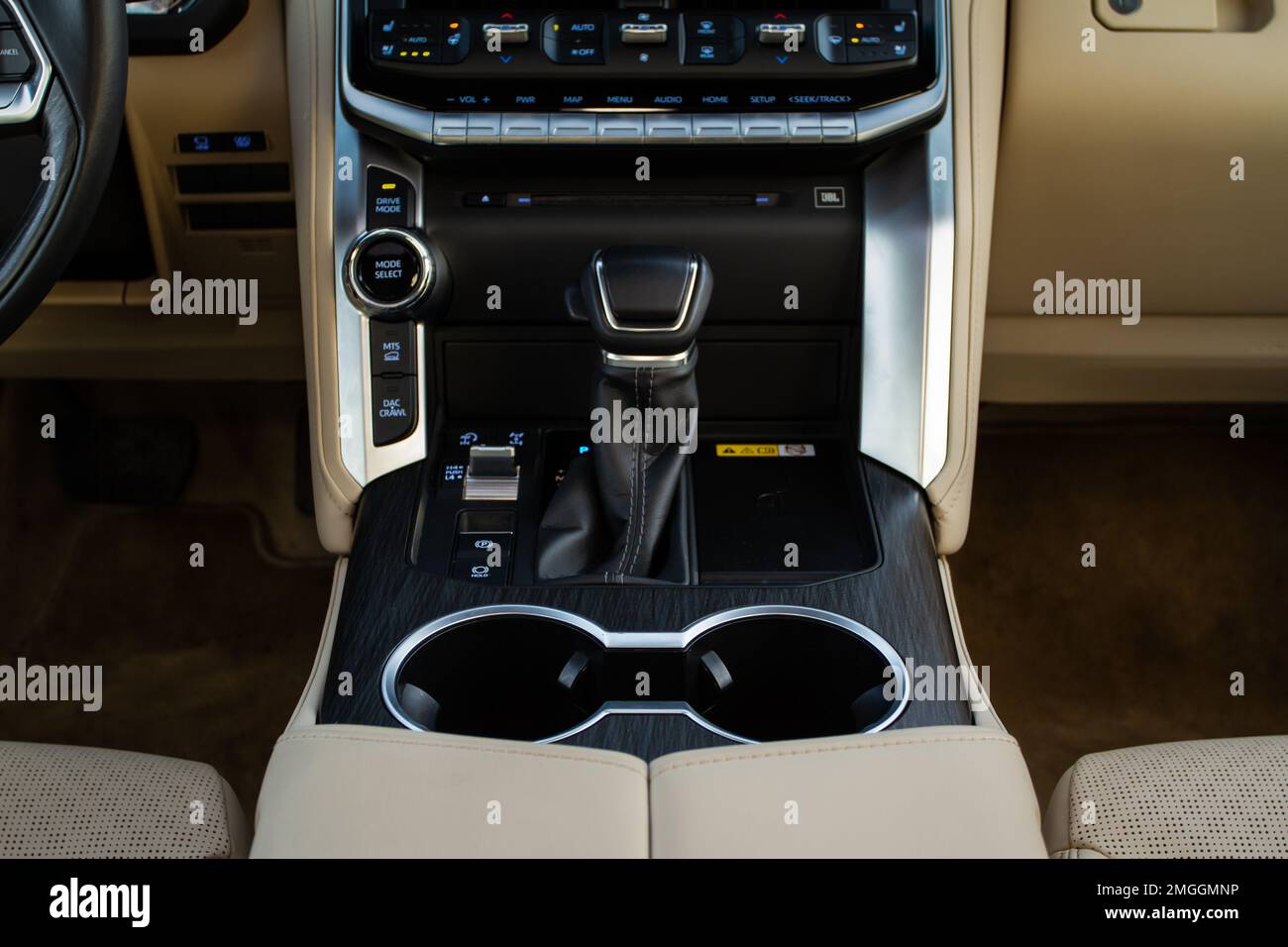 Modern automatic gearbox. Close up of the gearbox transmission handle ...