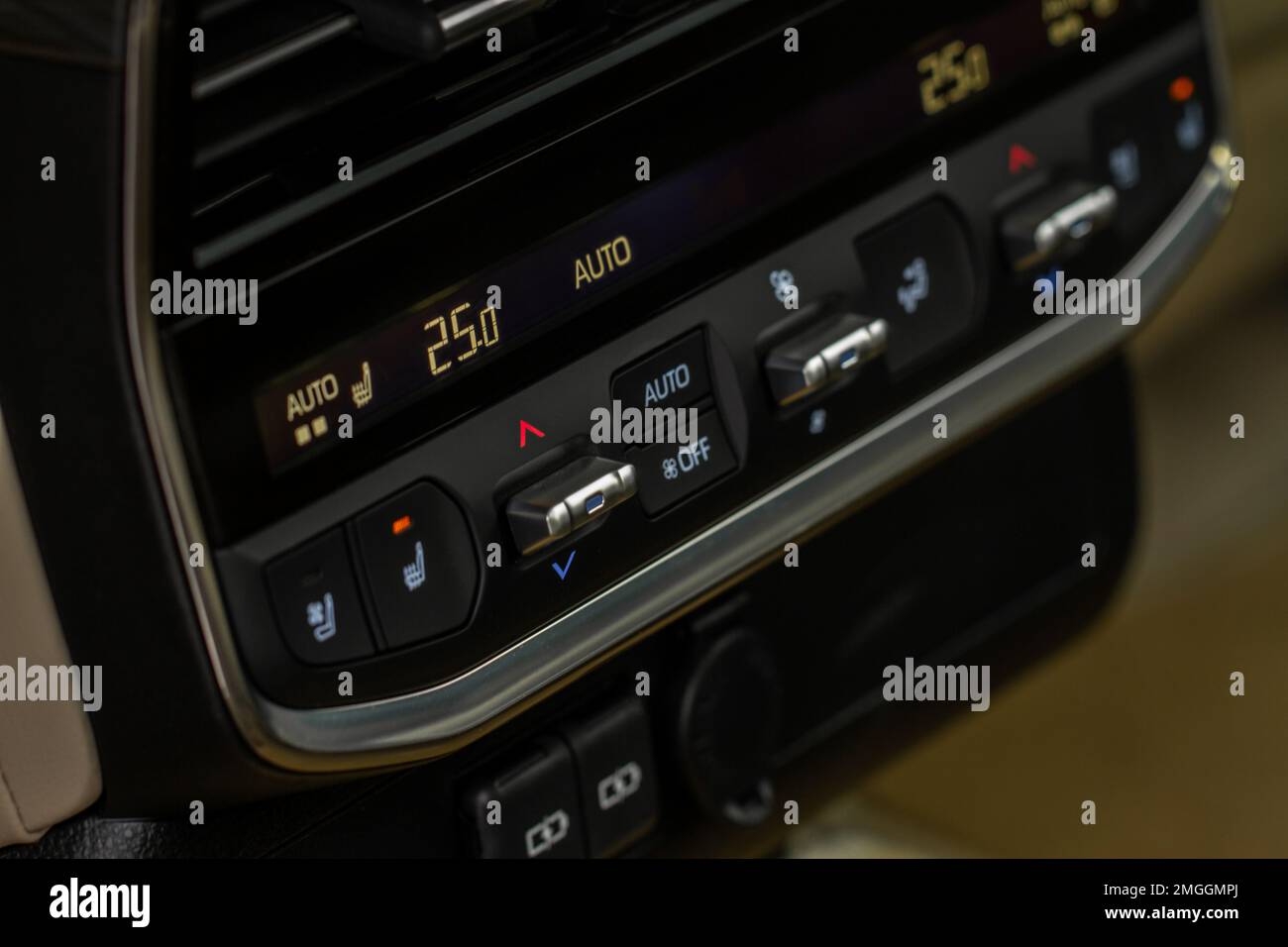 Car air conditioner dashboard. Modern car interior. Adjustable air ...