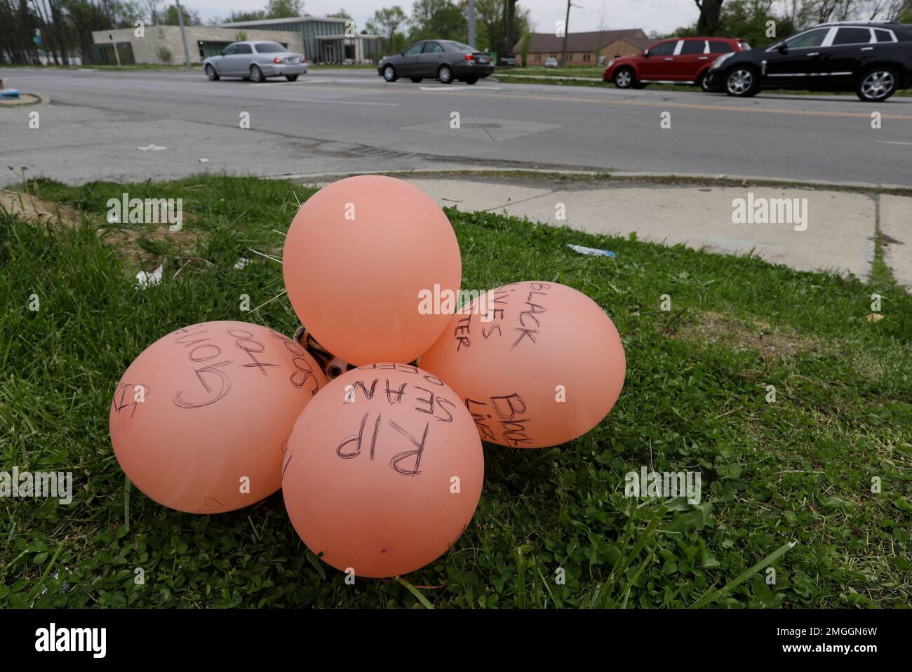 A display is seen, Friday, May 8, 2020, in Indianapolis. near the ...