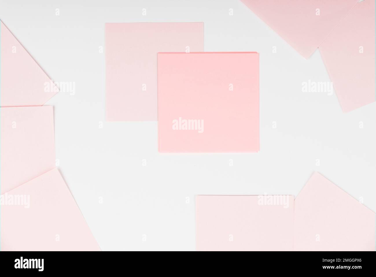 Notebook and Colored Papers Stickers Lying On White Desk. Multiple ...