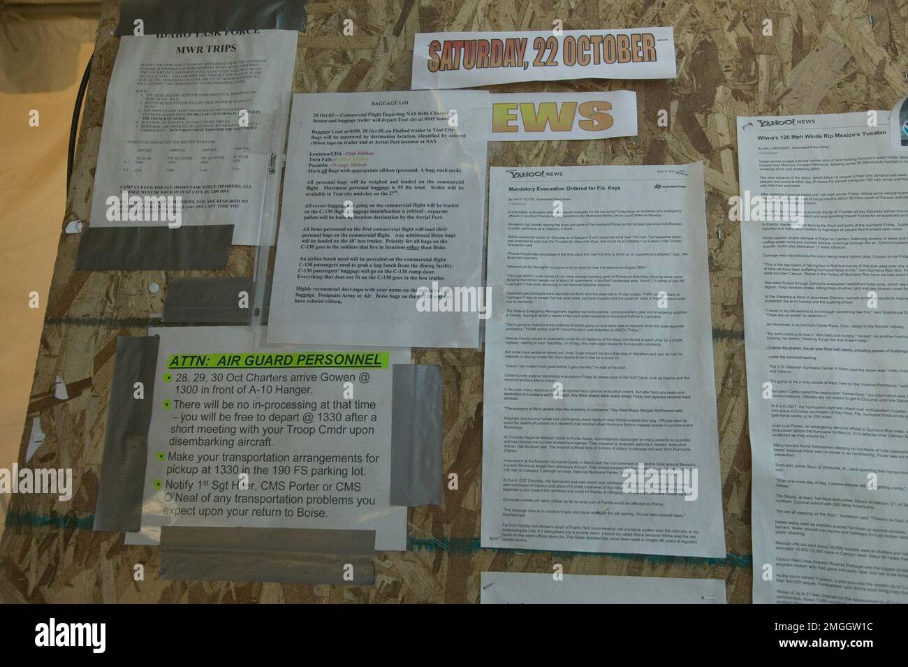 Base Camps - 26-HK-66-57. LA Plaquemines Camp--news bulletin board ...