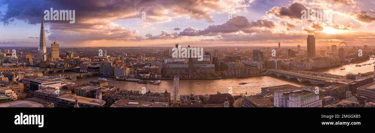 London, United Kingdom - Panoramic skyline view of south London at ...