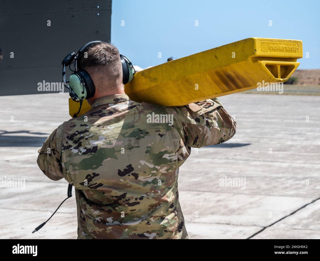 U.S. Air Force Senior Airman Nicholas Hawkins, a crew chief with the 914th Air Refueling Wing ...