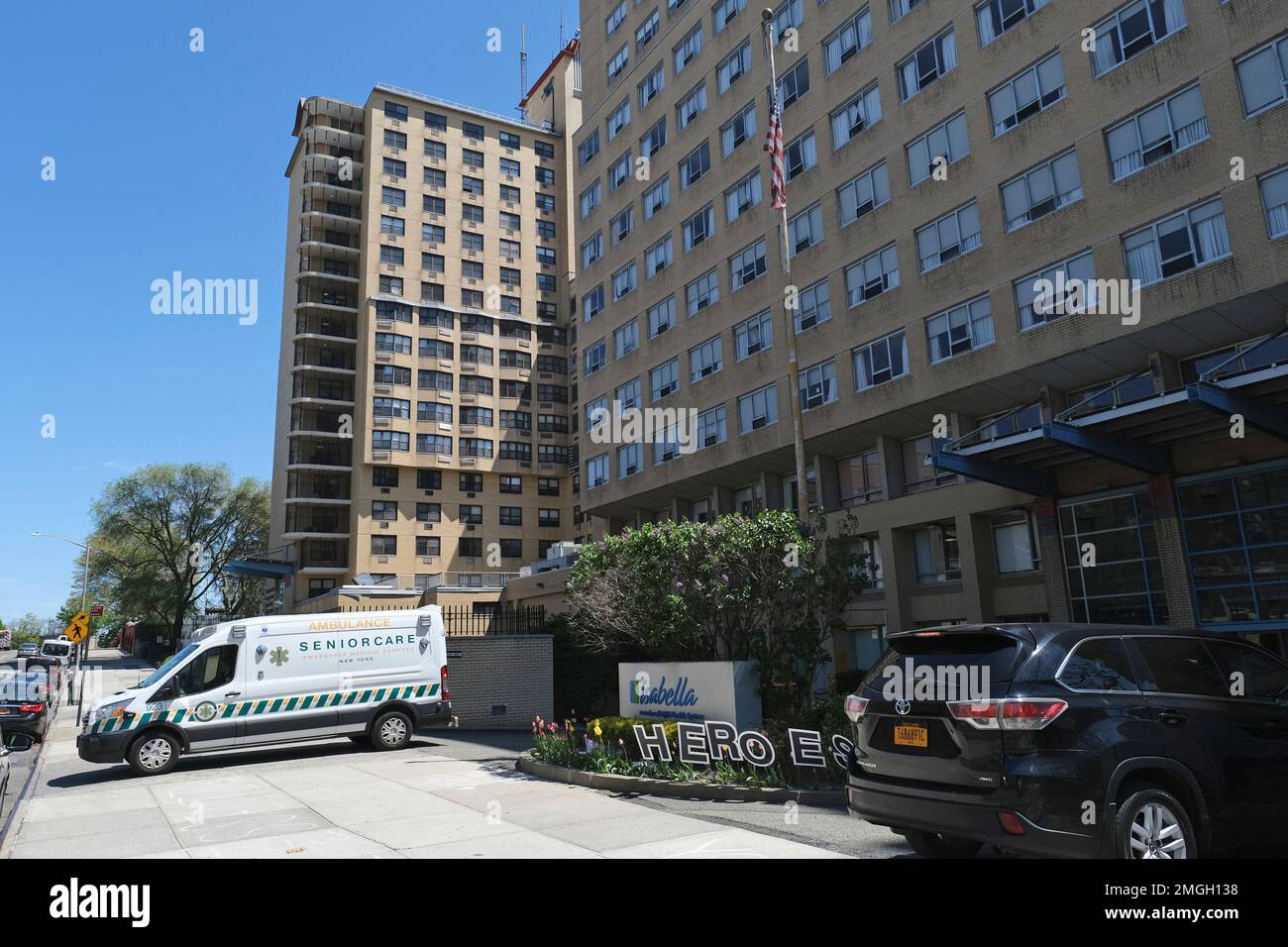 An ambulance leaves the Isabella Center in New York, Tuesday, May 5 ...
