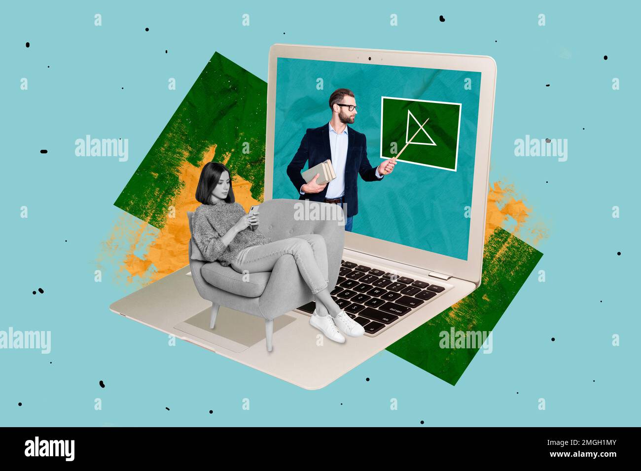 Creative 3d photo artwork graphics collage painting of busy lady ...