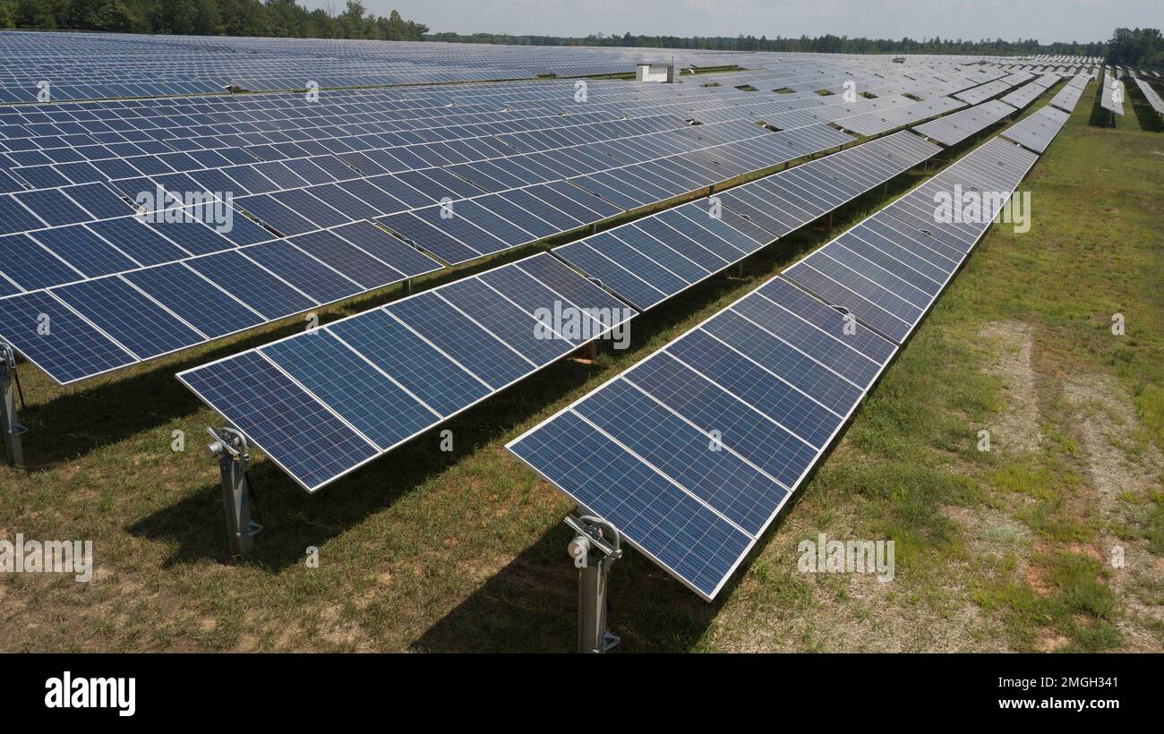 FILE - This Tuesday Aug. 6, 2019 file photo shows Dominion Energy's Scott Solar farm in Powhatan ...