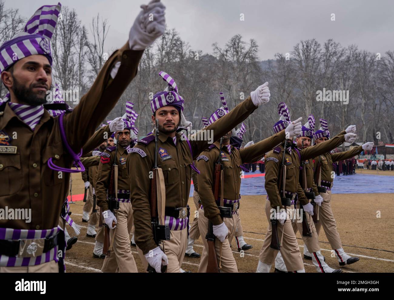 Indian police personnel march as they participate in a Republic Day ...