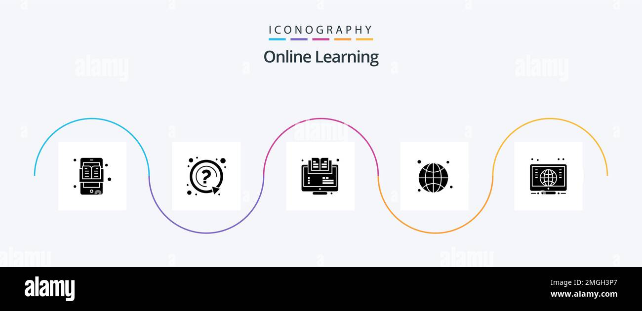 Online Learning Glyph 5 Icon Pack Including computer. internet ...