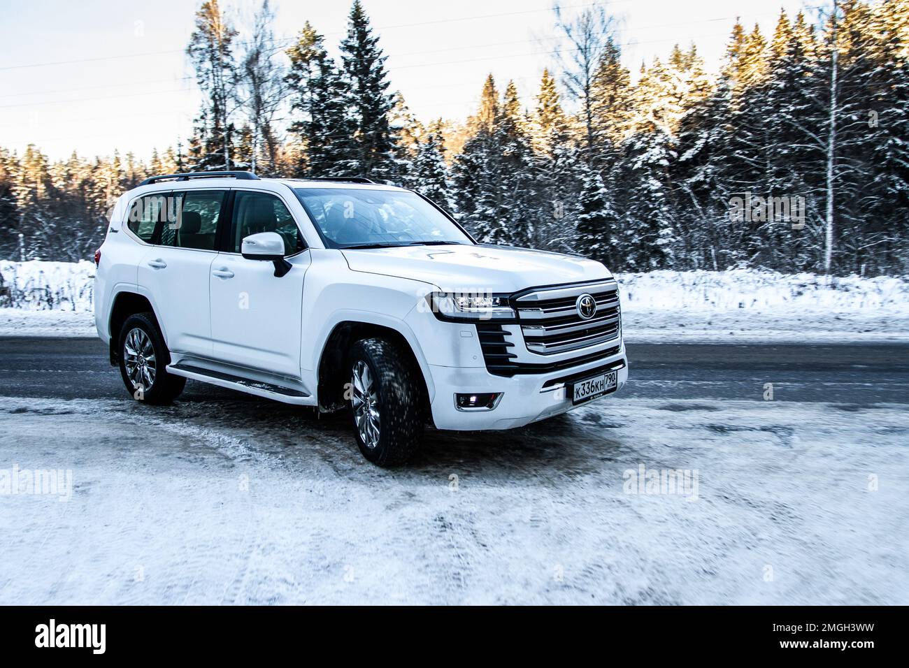 MOSCOW, RUSSIA - DECEMBER 11, 2021 Toyota Land Cruiser 300 Premium (J300), modern SUV. Exterior ...