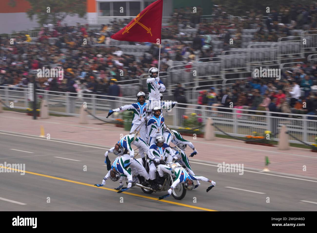 An Indian army daredevil team displays their skill on motorcycles as ...