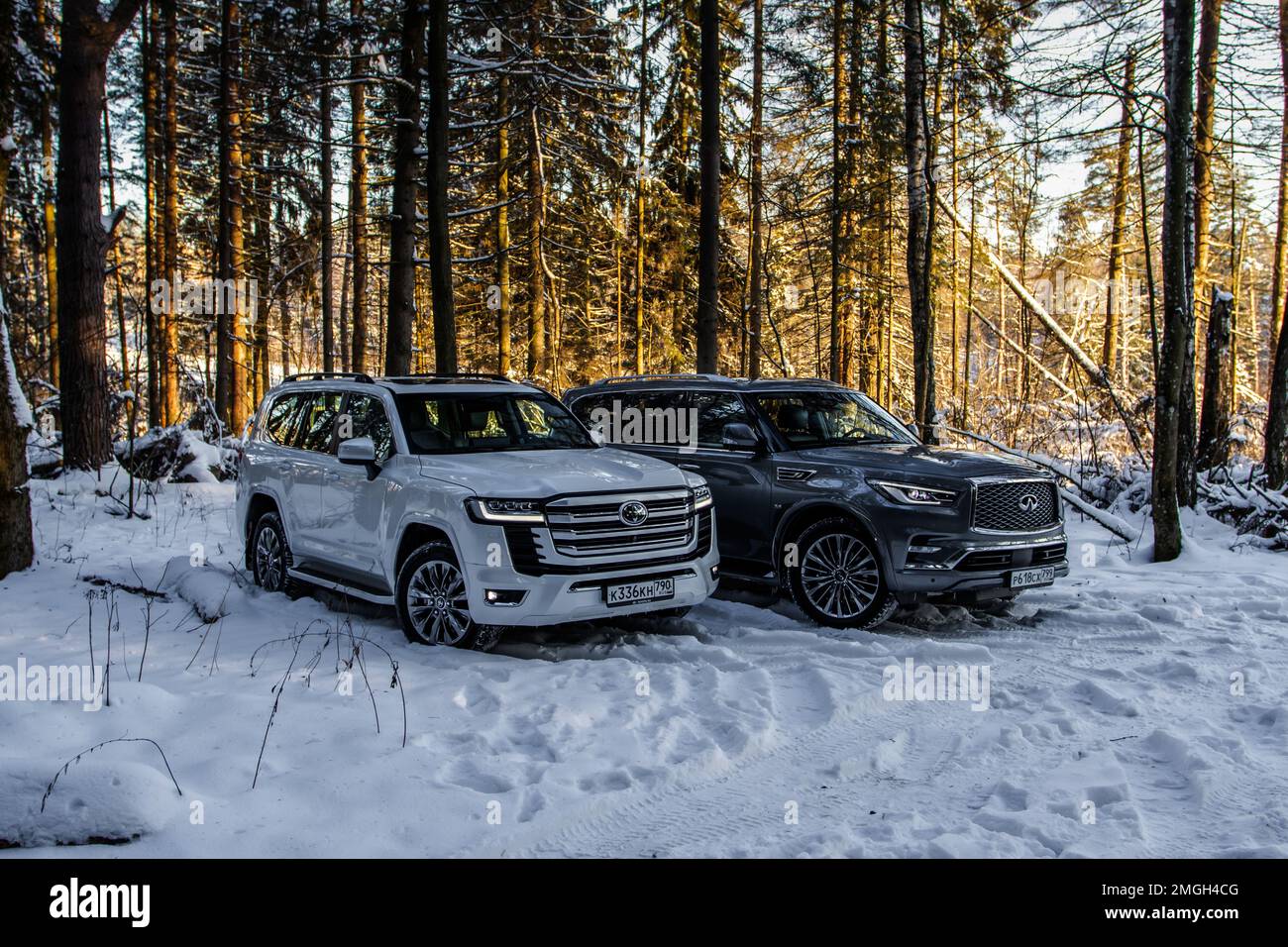 MOSCOW, RUSSIA - FEBRUARY 05, 2022 Genesis GV70 (JK1) and BMW X3 (G01 ...