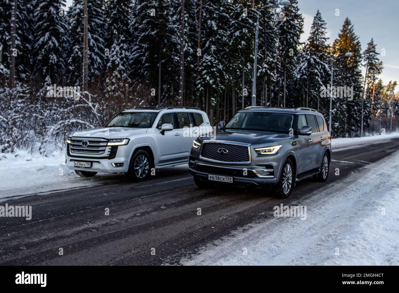 MOSCOW, RUSSIA - FEBRUARY 05, 2022 Genesis GV70 (JK1) and BMW X3 (G01 ...