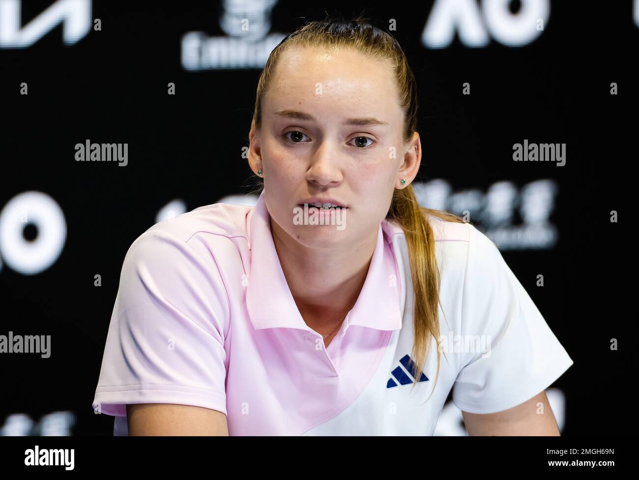 Elena Rybakina Of Kazakhstan Talks To The Media After The Quarter Final