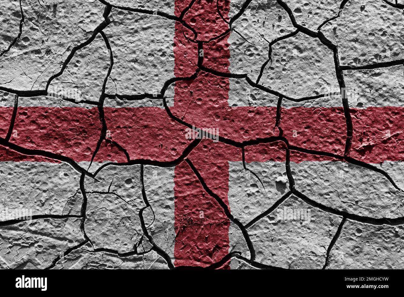 England flag on a mud texture of dry crack on the ground Stock Photo ...