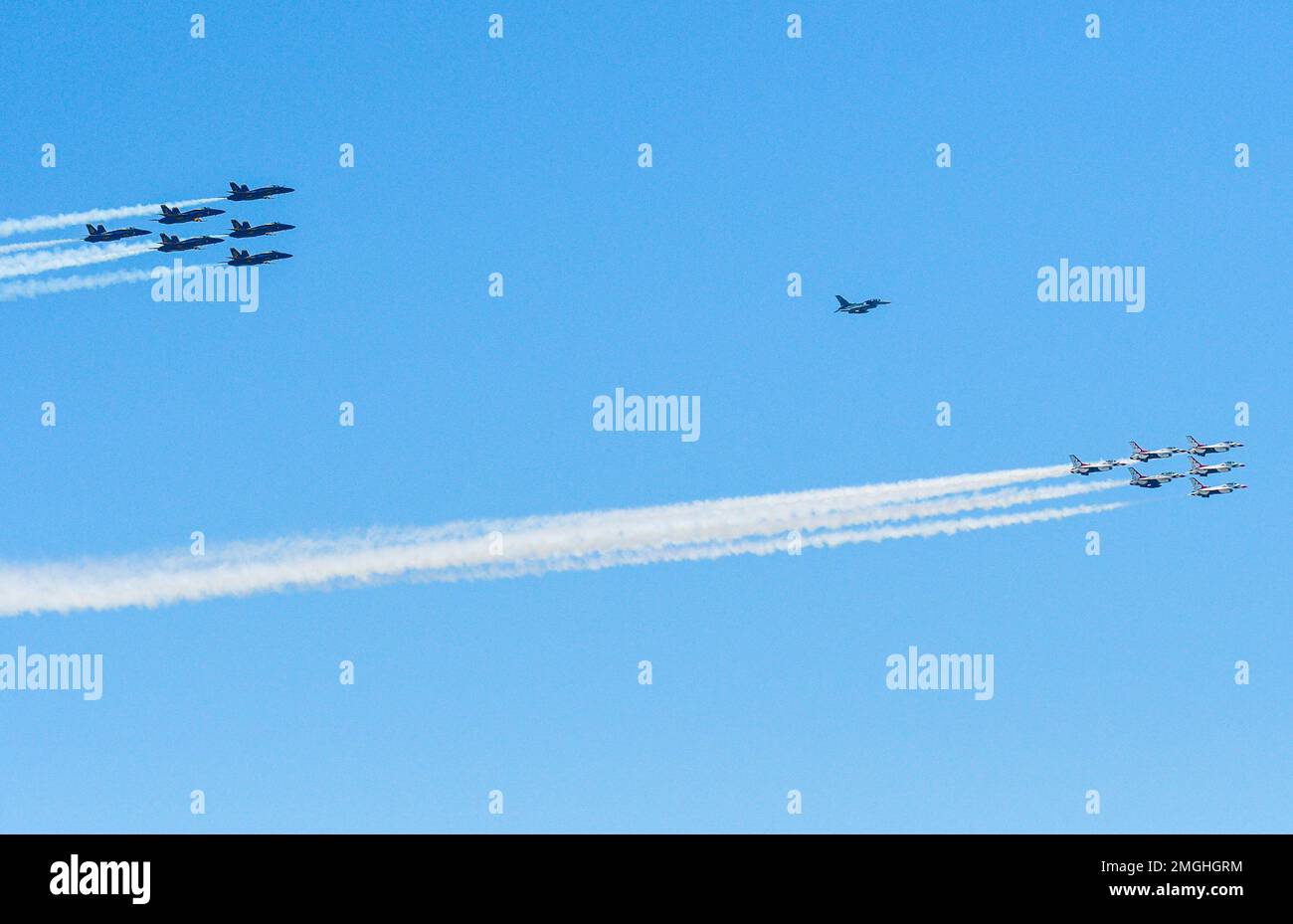 The Navy's Blue Angels and the Air Force's Thunderbirds conduct "a ...