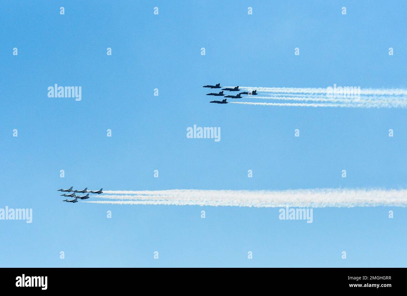 The Navy's Blue Angels and the Air Force's Thunderbirds conduct "a ...
