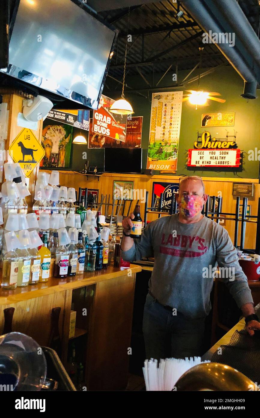 Dan Labernik, owner of Labby's Grill and Bar in Fargo, N.D., poses ...