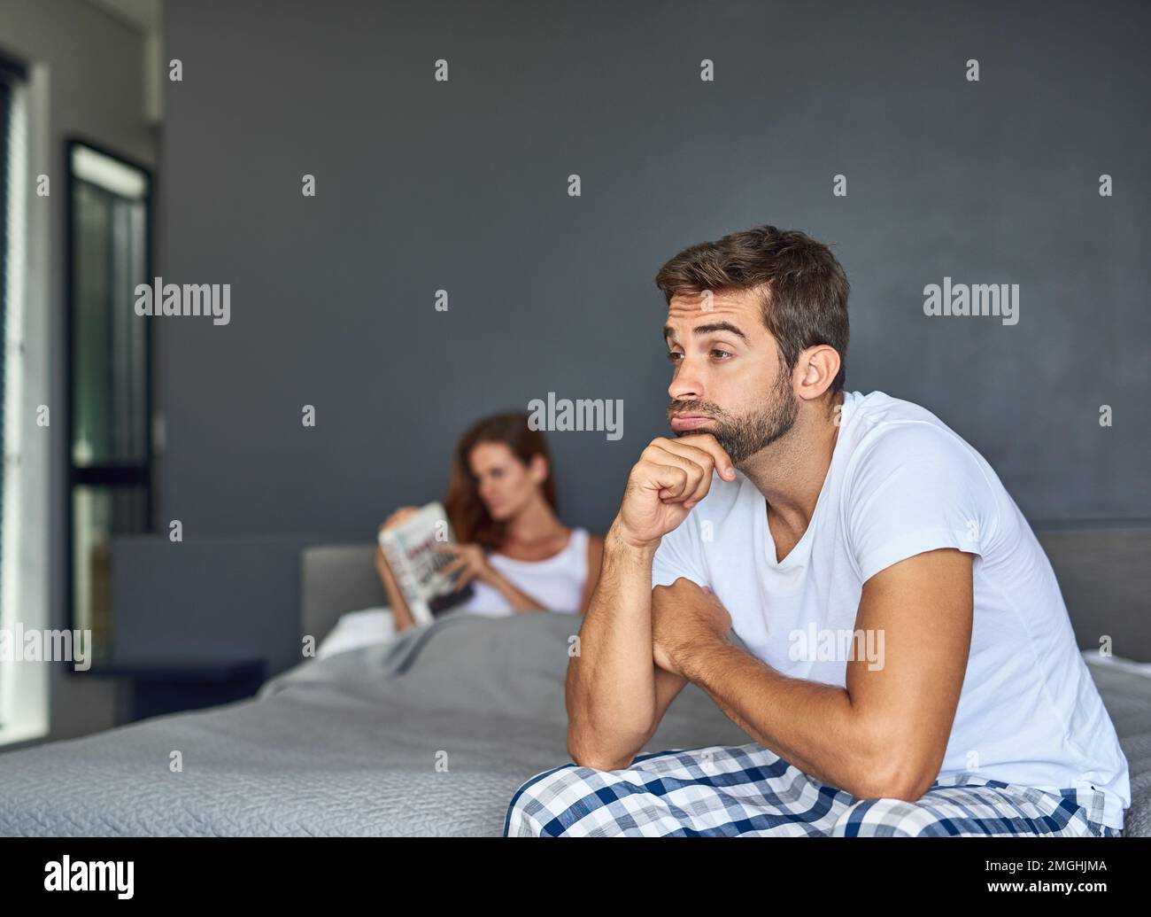 Woman bored couple in bed hi-res stock photography and images - Alamy