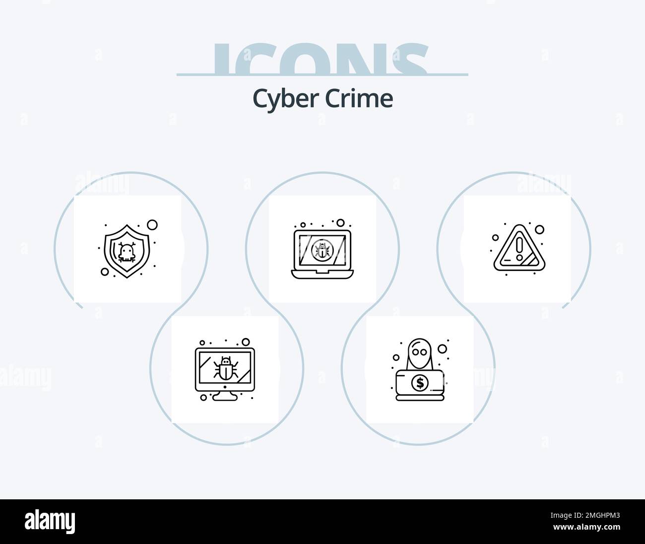 Cyber Crime Line Icon Pack 5 Icon Design. shopping. safety. warning ...