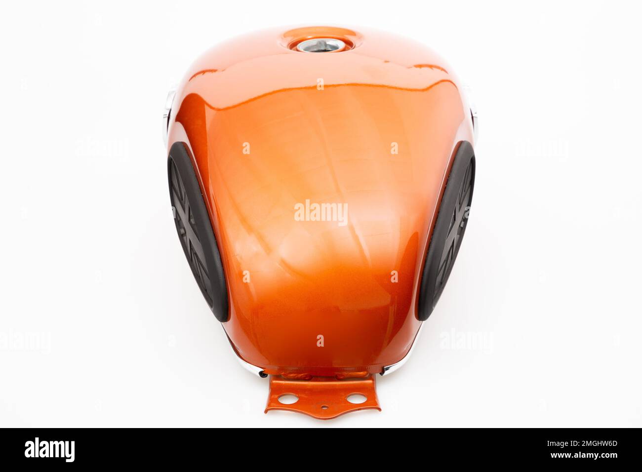 fuel tank orange of motorcycle on rear view over white background Stock ...