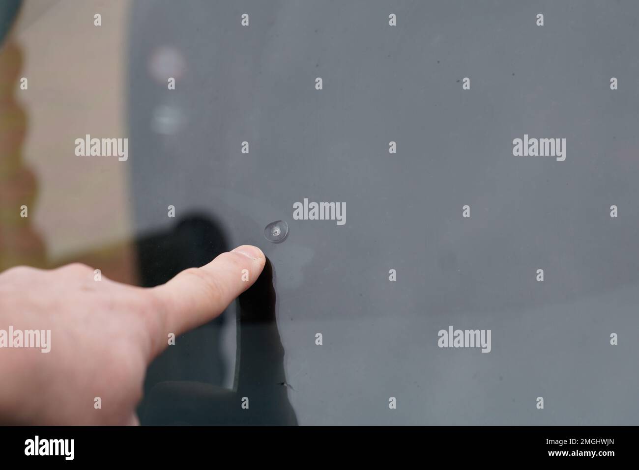 Broken windshield Smashed windscreen of a car cracked glass pointed ...