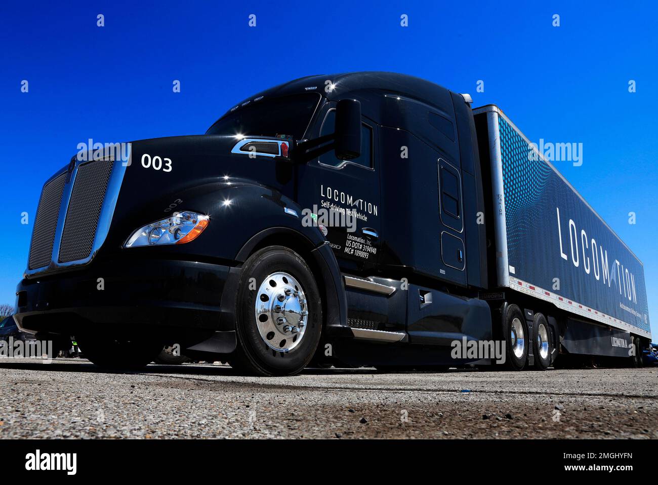 This is a self-driving Locomation truck parked at the Pittsburgh ...