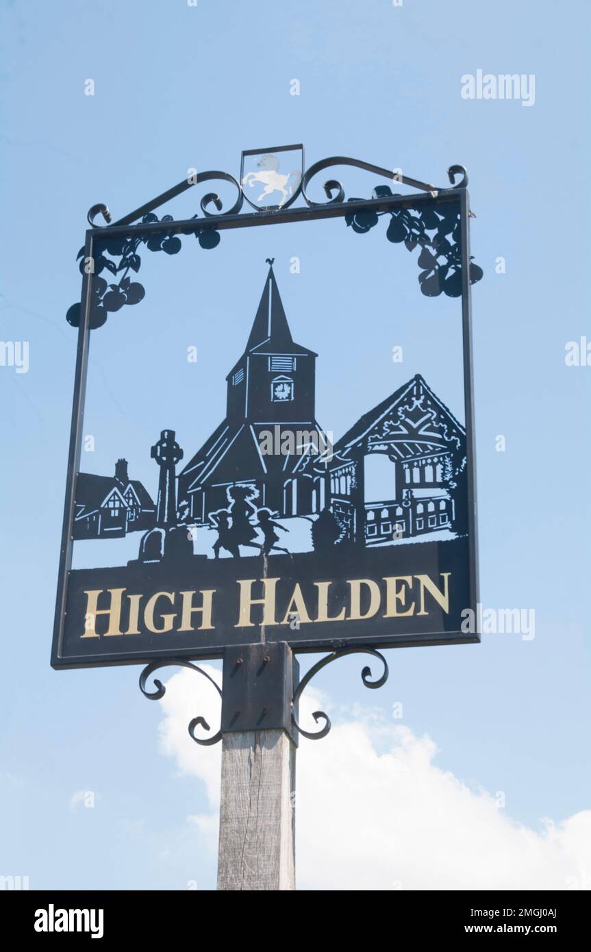 HIGH HALDEN Village Sign Kent Stock Photo - Alamy