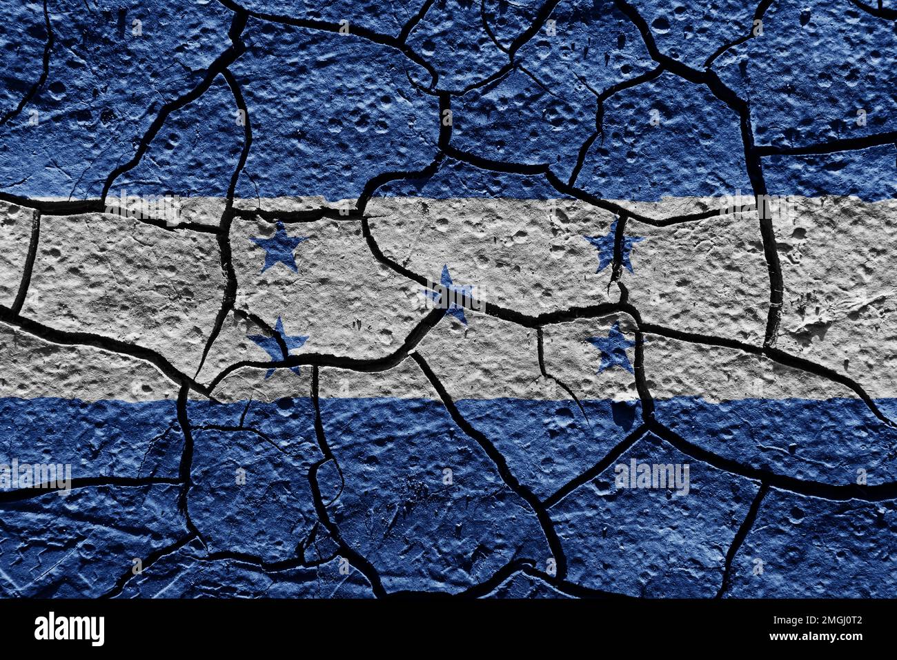 Honduras flag on a mud texture of dry crack on the ground Stock Photo ...