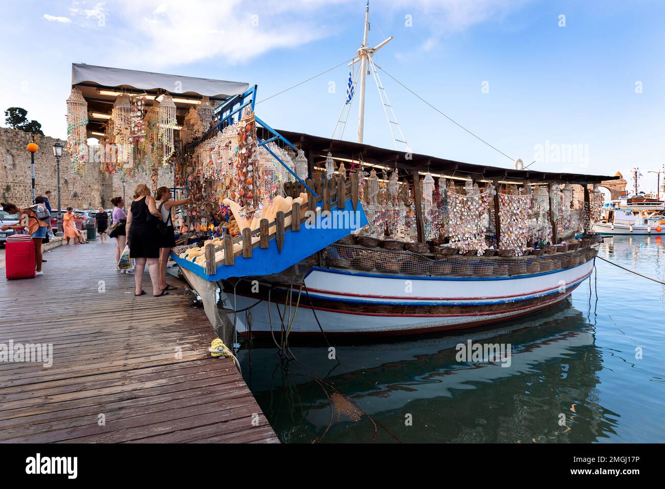 Rhodes, Greece - August 24, 2022: Tourist boat is moored to shore in ...