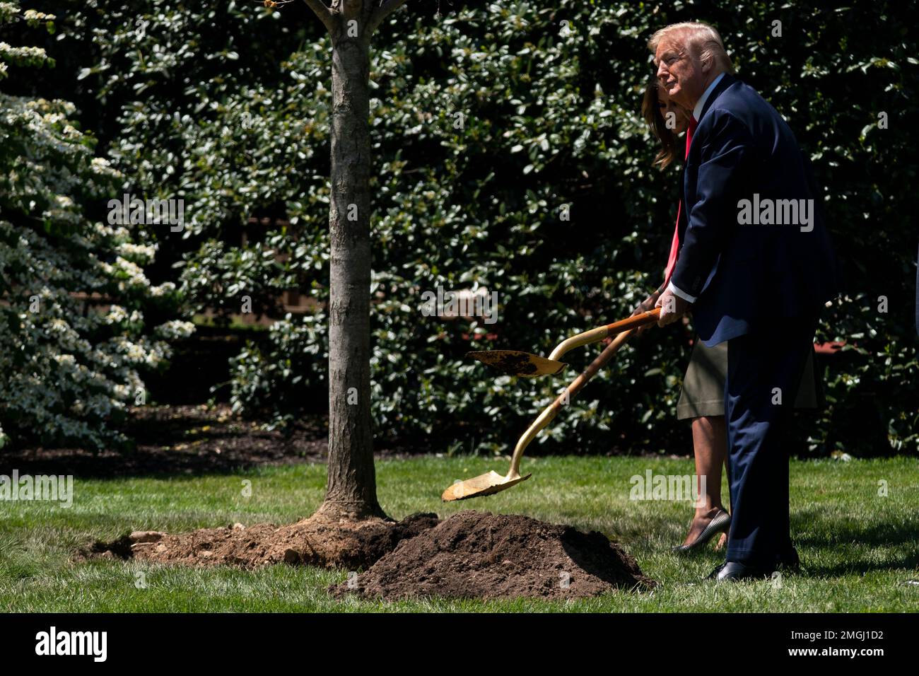 President Donald Trump and first lady Melania Trump participate in a ...