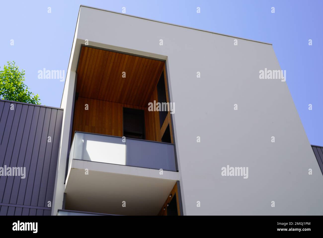 modern cubic building with window window balcony in geometric square ...