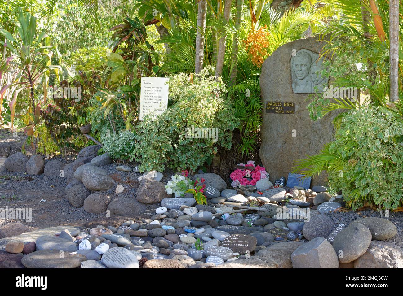 French Polynesia, Hiva Oa: the cemetery of Atuona where Jacques Brel is ...