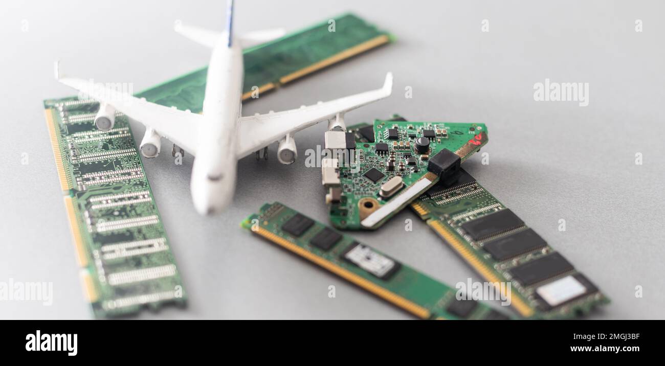 computer chips and a toy airplane Stock Photo - Alamy