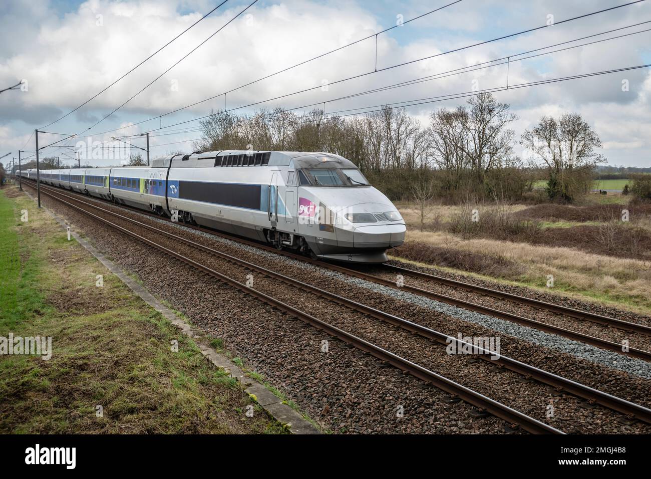 TGV high-speed train connecting La Rochelle and Paris, here at Croix ...