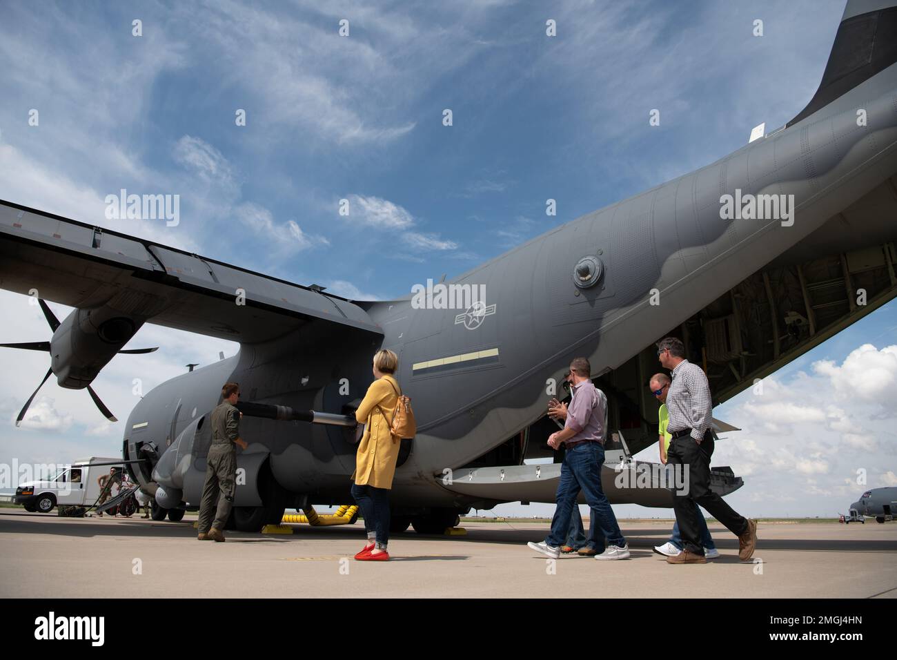 City of Clovis honorary commanders receive a tour and safety brief on a ...